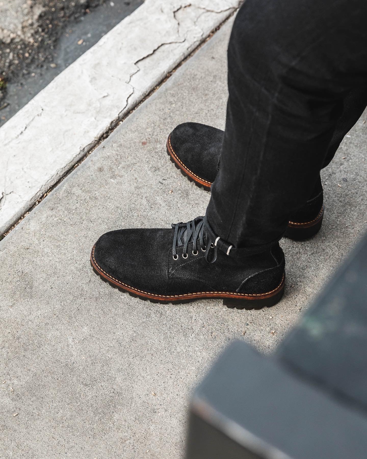 Oak Street Bootmakers x ButterScotch - Black Oil Tan Roughout Trench B ...